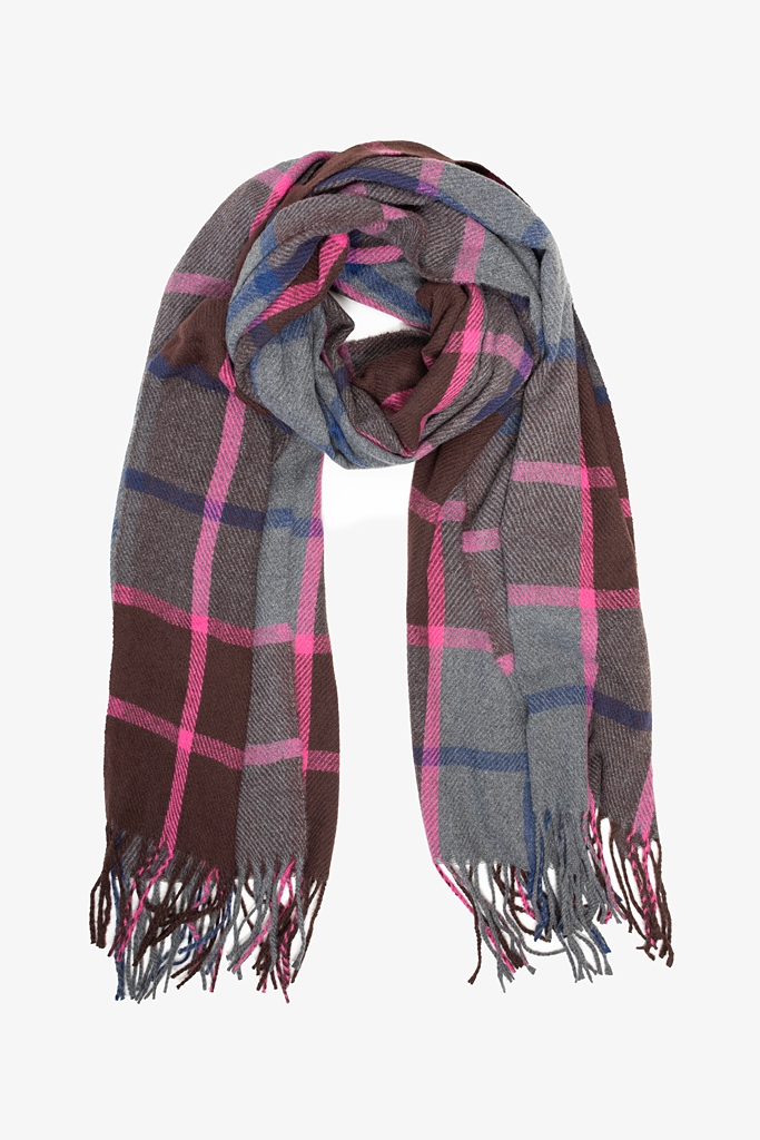 Chocolate Plaid Scarf | Pink & Blue - ANTLER NZ